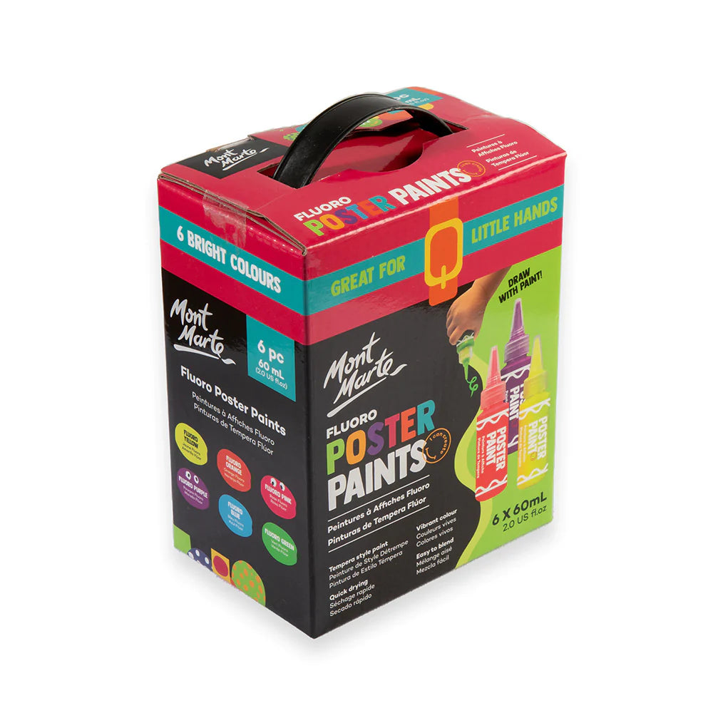 Mont Marte Fluoro Poster Paint Set 6pc x 60ml – Art Shed Brisbane