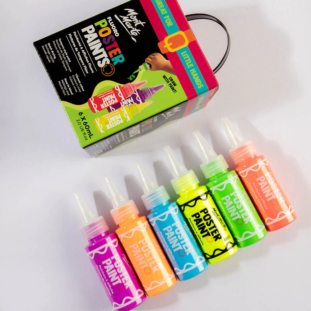 Mont Marte Fluoro Poster Paint Set 6pc x 60ml – Art Shed Brisbane