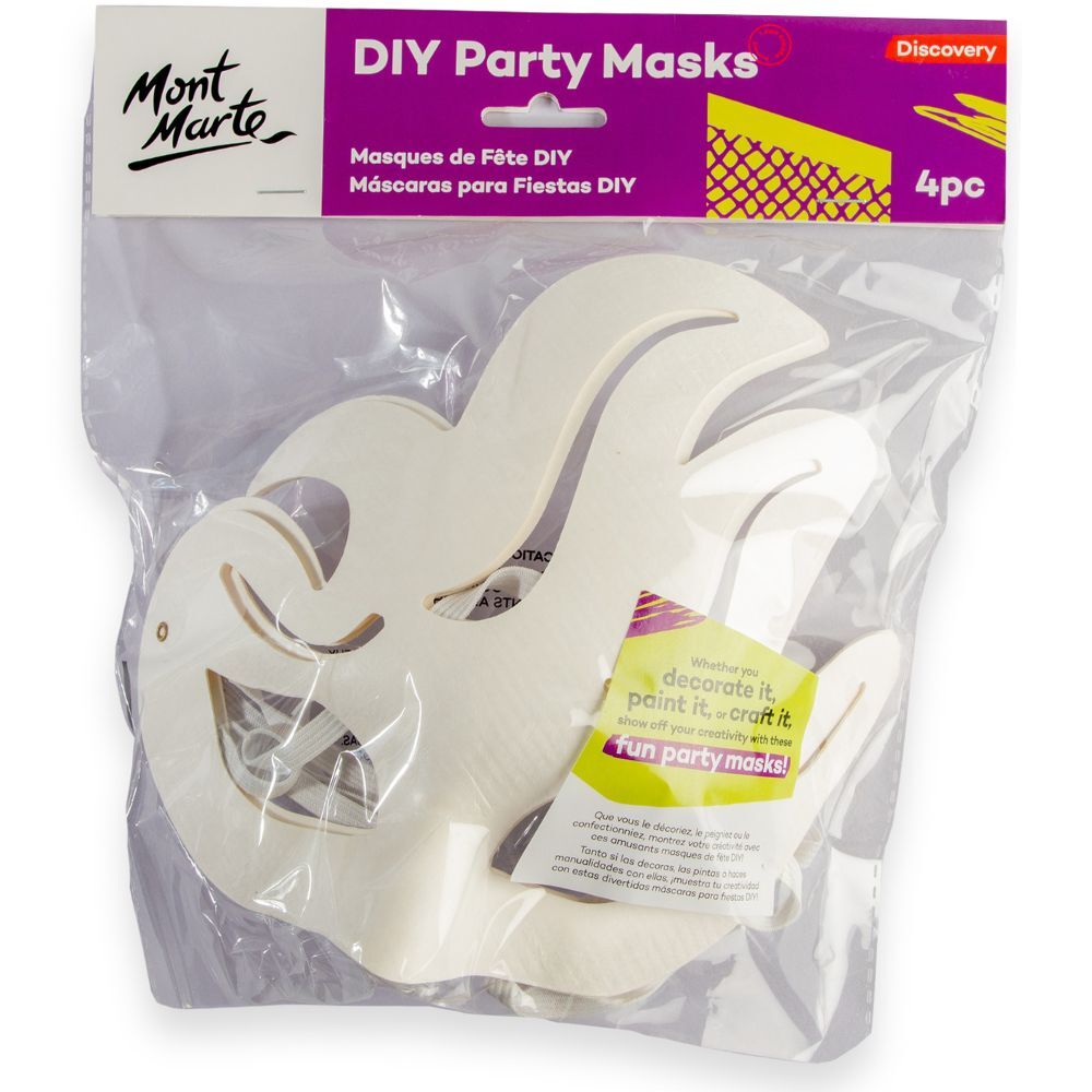 Mont Marte DIY Party Masks 4 pc - Flame | Mask Making Supplies – Art ...