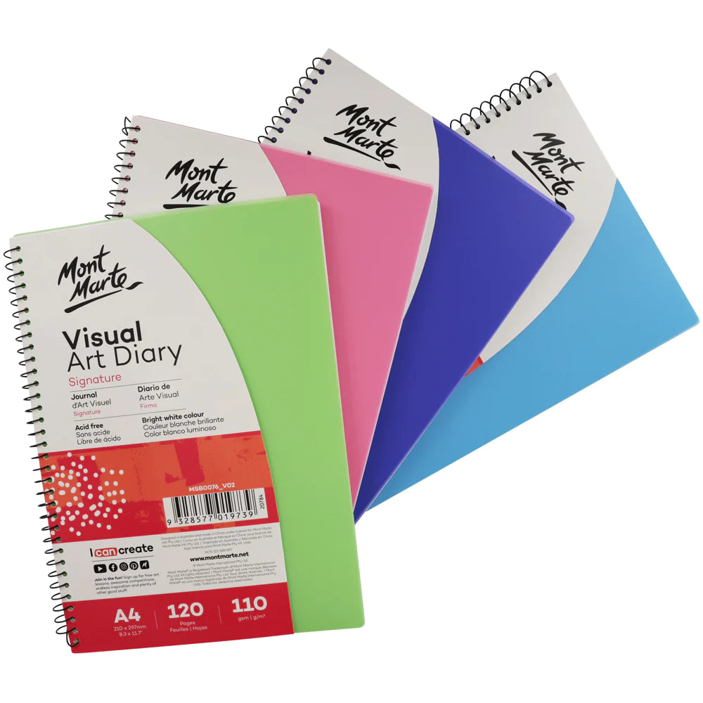 Mont Marte Visual Art Diary Polyprop Coloured Cover | Artist Drawing ...