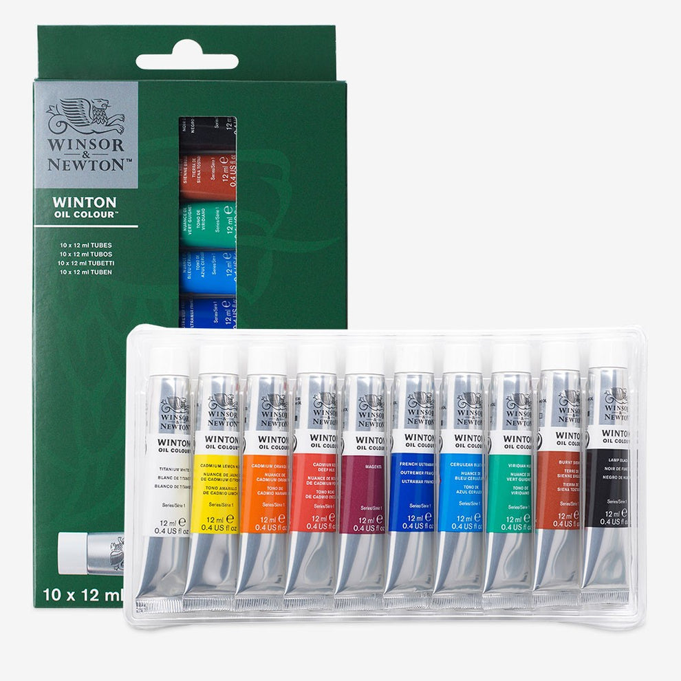 Winsor and Newton WINTON Oil Set of 10 x 12ml | Affordable Oil Paint ...