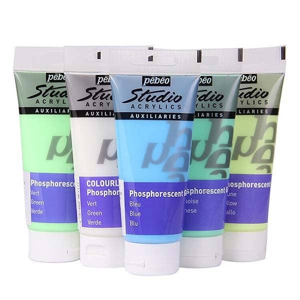 Pebeo Studio Acrylic Phosphorescent Gel 100ml Glow Dark Paint Medium ...